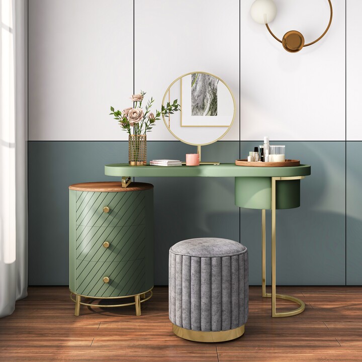 Calnod Modern Makeup Vanity Table With LED Lighted Mirror, Dressing ...