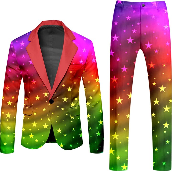 Generic Rainbow Suits 2-Piece Men's Suit Jacket and Trousers Neon ...