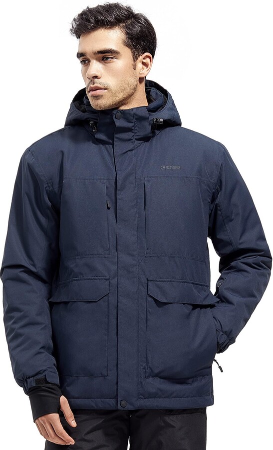 FREE SOLDIER Men's Waterproof Ski Jacket Fleece Lined Warm Winter Snow ...