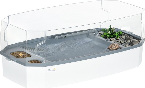 Pawhut Turtle Tank Kit with Three-Layer Filtration & Water Circulation ...
