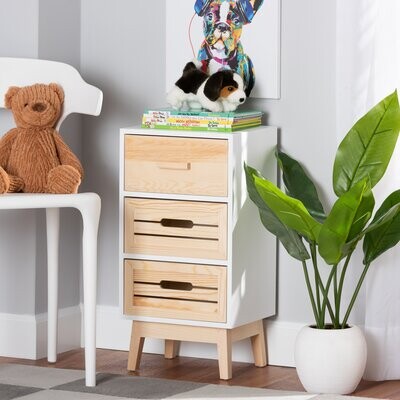 Corrigan Studio Beunka Mid-Century Modern Two-Tone White And Oak Brown ...