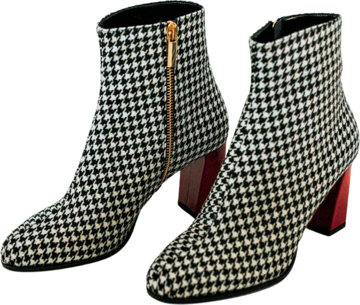 Luna Selene - Houndstooth Boot With Red Block Heel - ShopStyle