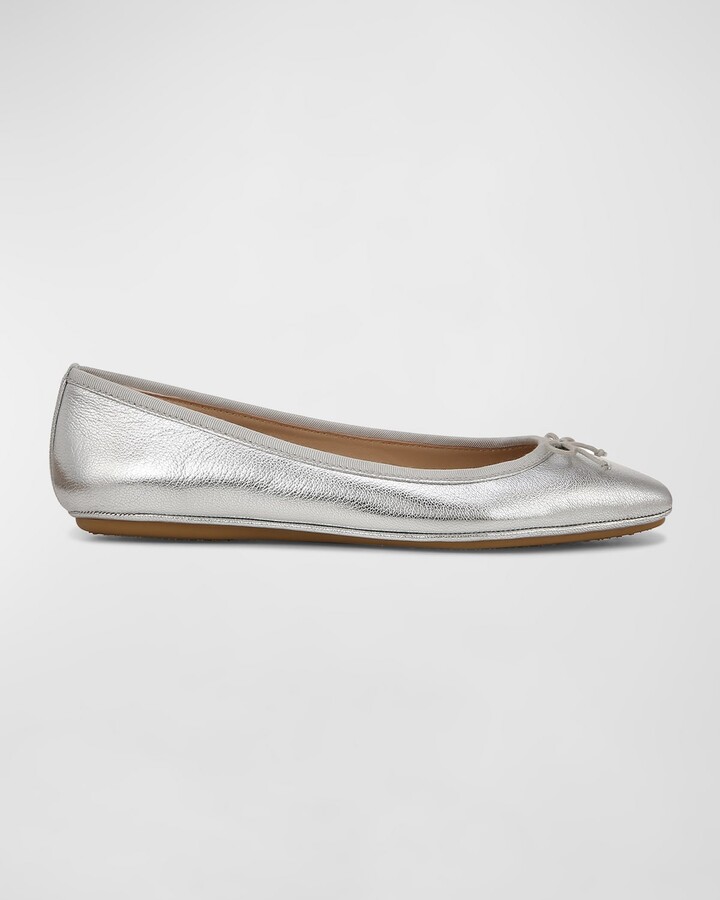 Veronica Beard Beatrix Metallic Leather Ballerina Flats - ShopStyle