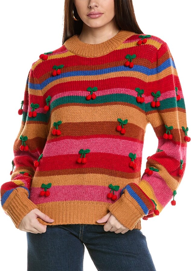 Farm Rio Crochet Cherry Wool-Blend Sweater - ShopStyle