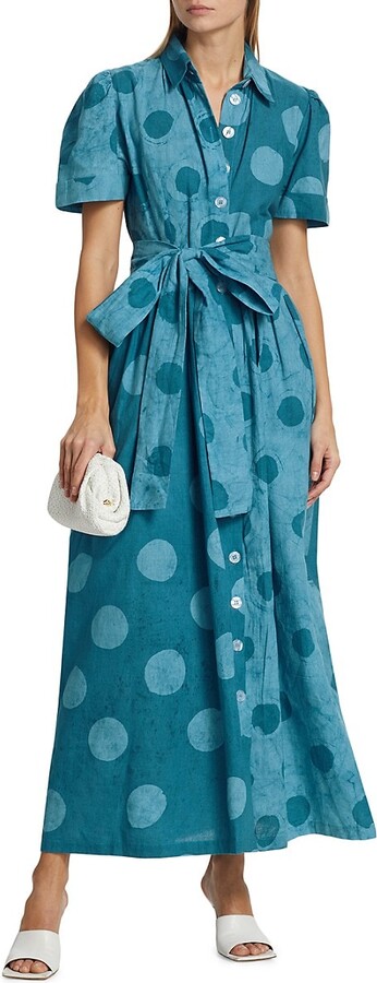 Elisamama Asake Polka Dot Cotton Maxi Shirtdress - ShopStyle