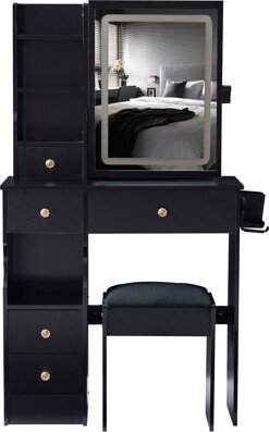 Latitude Run Small Size Left Drawer Desktop Vanity Table + Cushioned ...