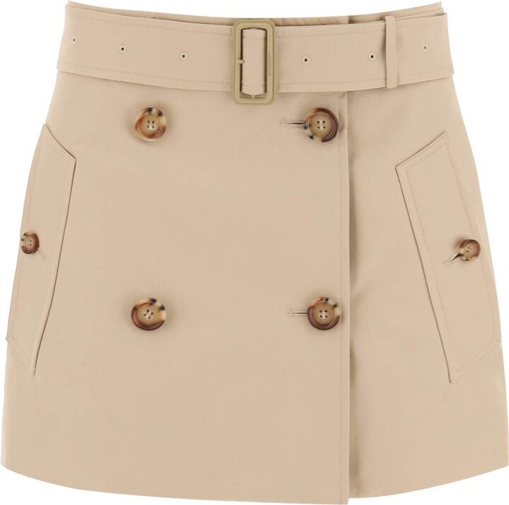 Burberry gabardine mini trench skirt - ShopStyle Coats