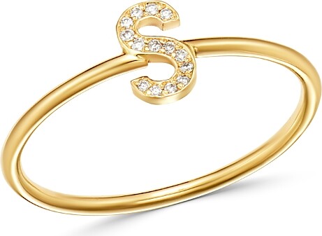 Zoe Lev 14K Yellow Gold Initial Diamond Ring - ShopStyle