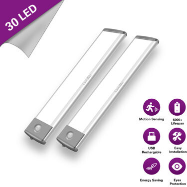 LEPOTEC 8.03Inch 30 LED Cool Wireless Rechargeable Motion Sensor ...
