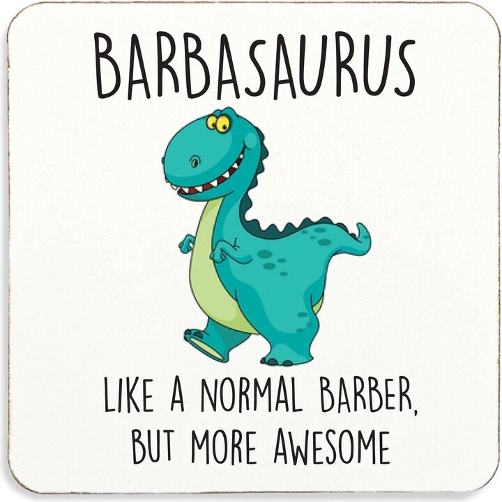 60 SECOND MAKEOVER Barber Coaster Barbasaurus Cork Back Fathers Day ...