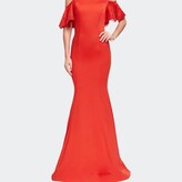La Femme Form Fitting Satin Mermaid Dress with Shoulder Cutouts - ShopStyle