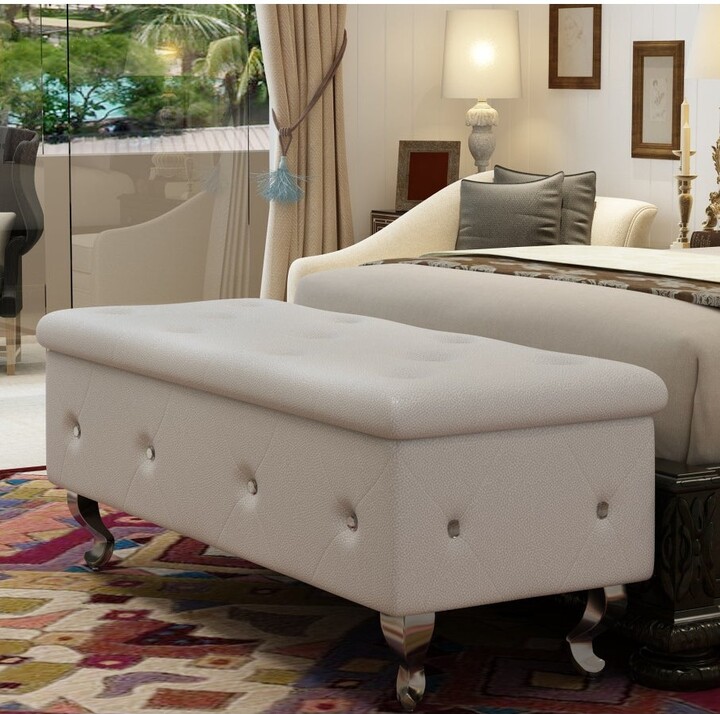 Siavonce Storage Bench Flip Top Entryway Bench Seat Seat Bed End Stool - 37.4’’ L X 17.7’’ W X ...