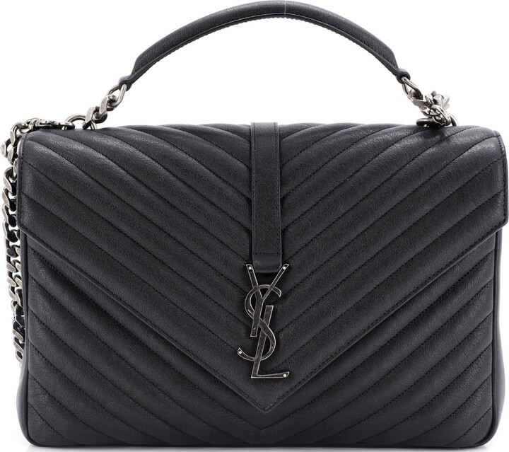 Saint Laurent Classic Monogram College Bag Matelasse Chevron Leather ...