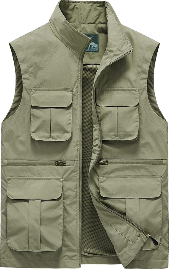 FEOYA Men's Casual Outdoor Golf Lightweight Photo Vest Fishing Travel ...