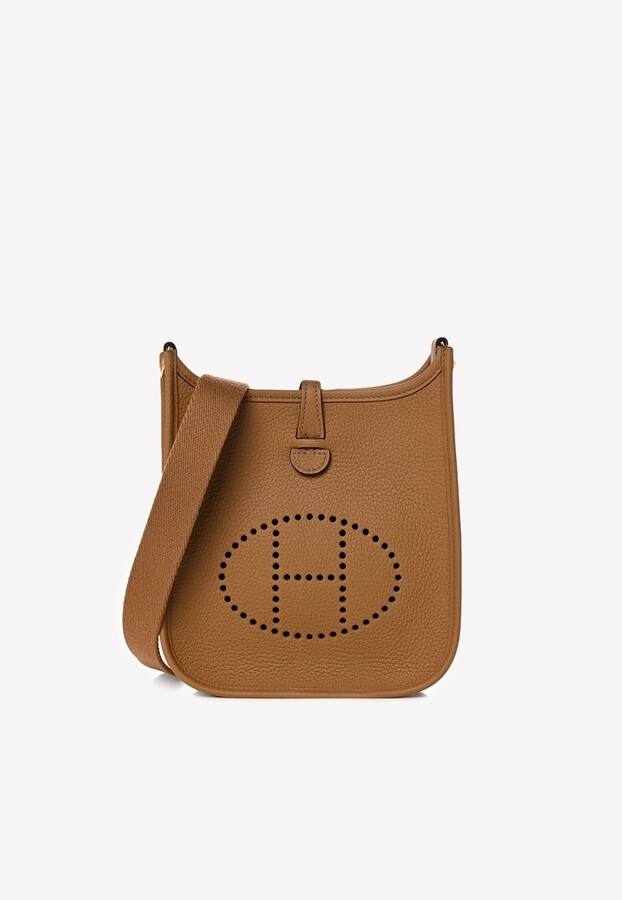 Hermes Mini Evelyn in Biscuit Taurillon Clemence with Gold Hardware ...