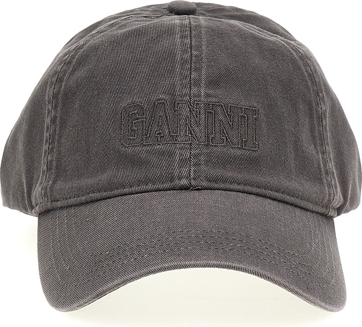 Ganni Logo Embroidery Cap Hats - ShopStyle