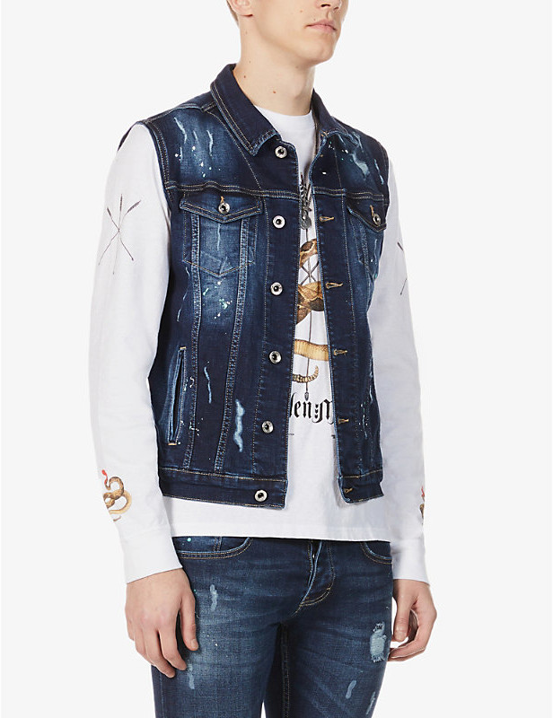 Inside Out Denim Paint Splash V.2 ripped stretch-denim jacket - ShopStyle