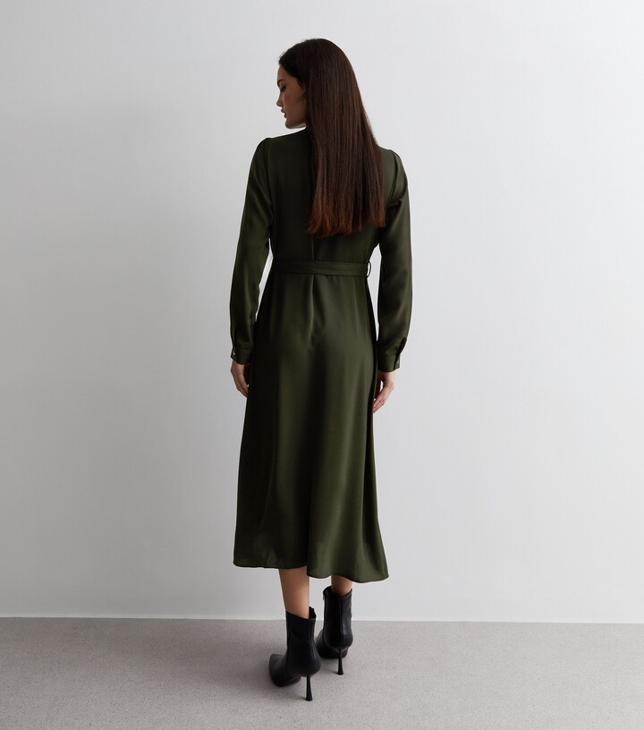New Look Khaki Utility Belted Midaxi Shirt Dress - ShopStyle