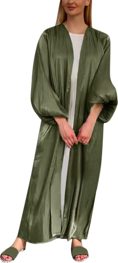 VESNIBA Muslim Arabic Dress Women's Muslim Plain Cardigan Middle East ...