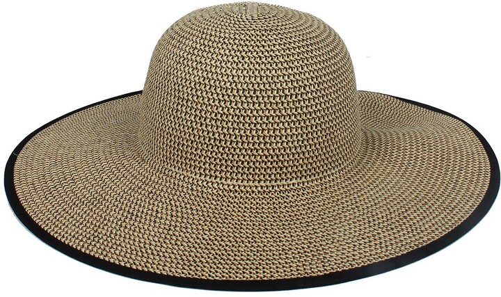 David & Young DAVID AND YOUNG Marled Straw Ponytail Floppy Hat - ShopStyle