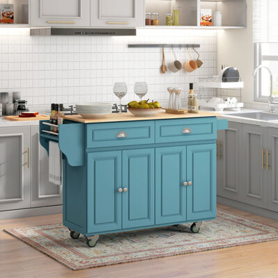 Lark Manor Rolling Kitchen Island Drop Leaf, Kitchen Cart On Wheels ...