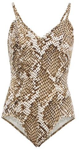 Norma Kamali Wonderwoman Mio Python-print Swimsuit - Grey Print - ShopStyle