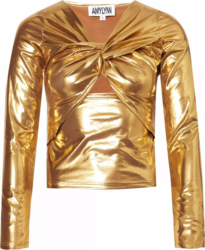 Amy Lynn Martina Gold Metallic Top - ShopStyle
