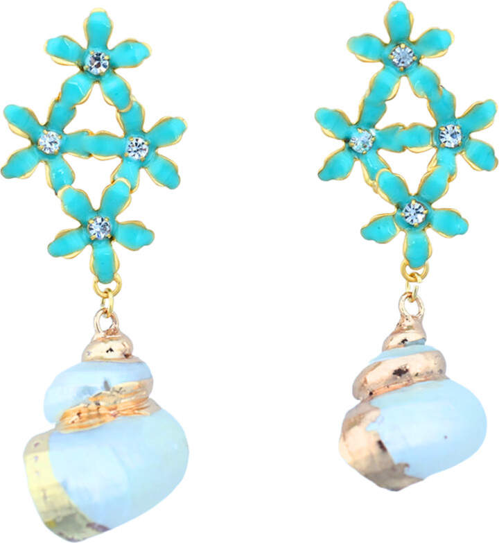 The Pink Reef Turquoise Shell Dangles - ShopStyle Earrings