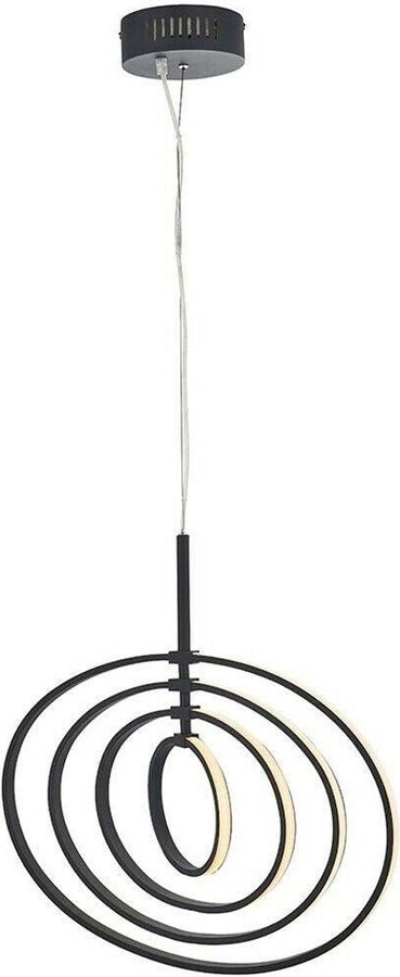 Loops LED Ceiling Pendant Light 30W Warm White Matt Black Hoop Ring ...