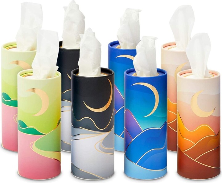 Zodaca 8 Pack Car Tissues Cylinder Boxes, Round Travel Facial Wipes for ...