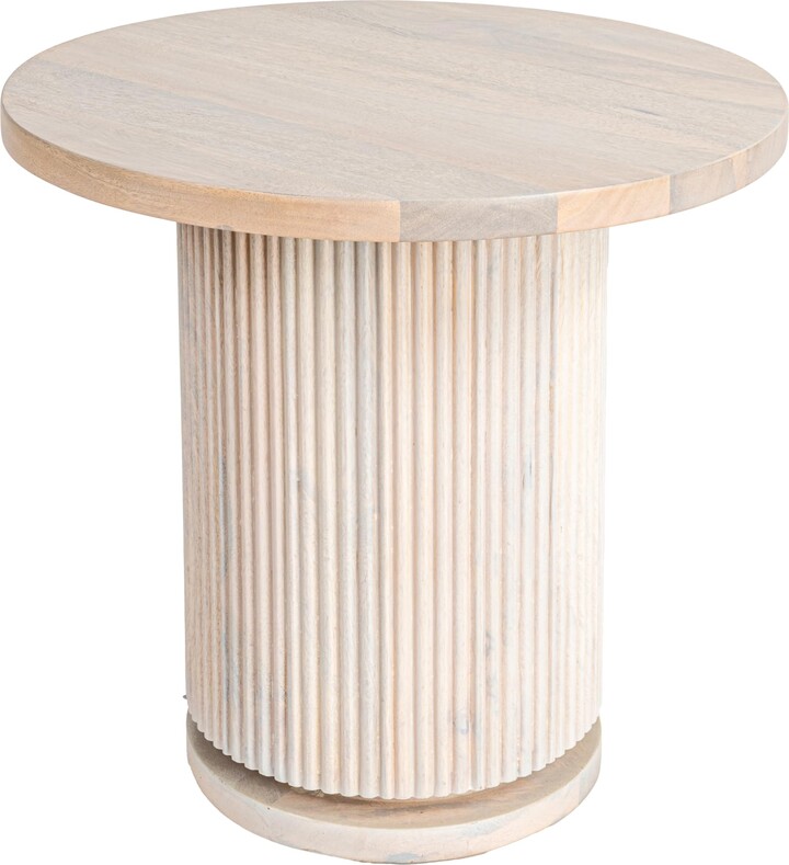 Creative Co-op Round Mango Wood Pedestal Side Table with Ribbed Base - ShopStyle