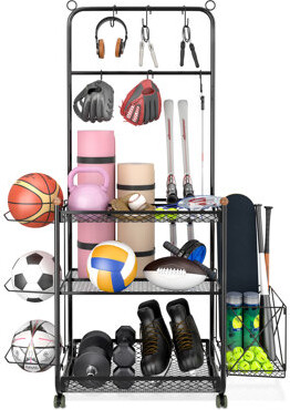 Arlmont & Co. Sports Equipment Storage Rack Gabage Garage Organizer ...