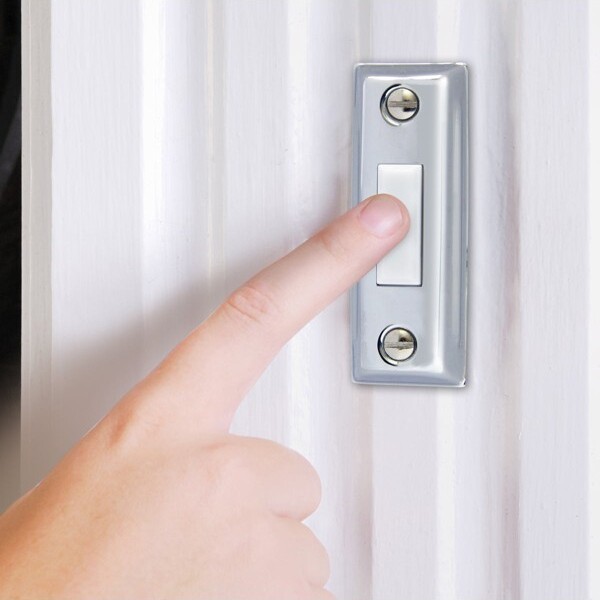 IQ America Wired Doorbell Lighted Chrome Silver with White Pushbutton ...