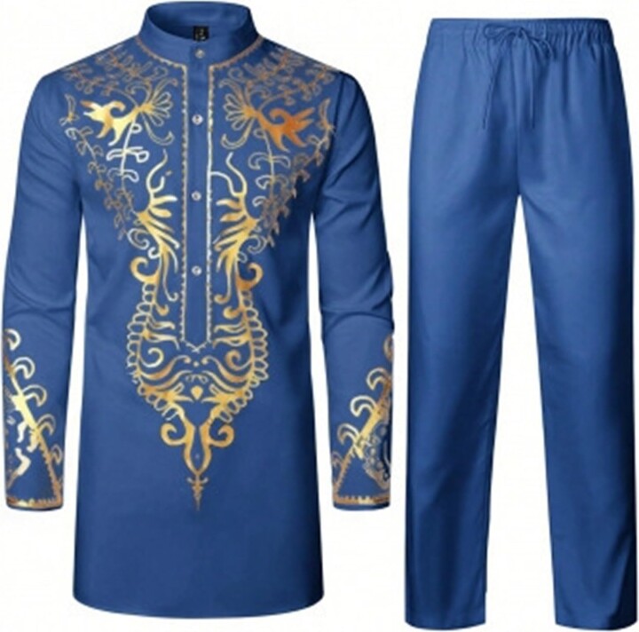 ZDSUHYIW Men's Middle East Thobe with Trousers - Men's Muslim Long ...