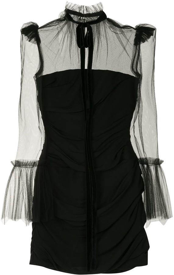 KHAITE Sheer Panel Mini Dress - ShopStyle