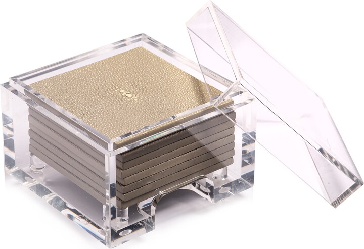 Posh Trading Company Neutrals Acrylic Coastbox - Shagreen Natural ...