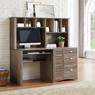 Loon Peak Computer Desk With Hutch, Home Office Desk With Space Saving ...