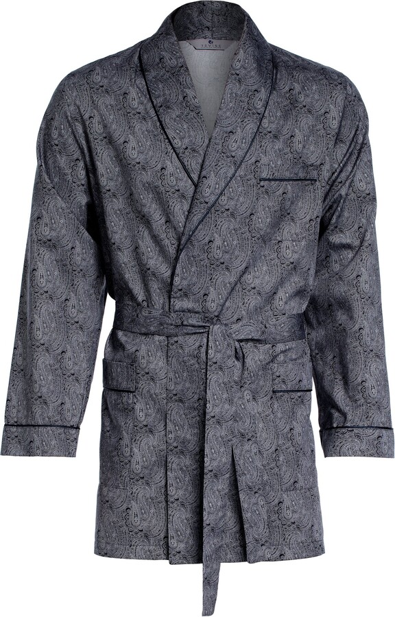 Revise RE-509 Elegant Men's Dressing Gown - Short - 100% cotton– Black ...