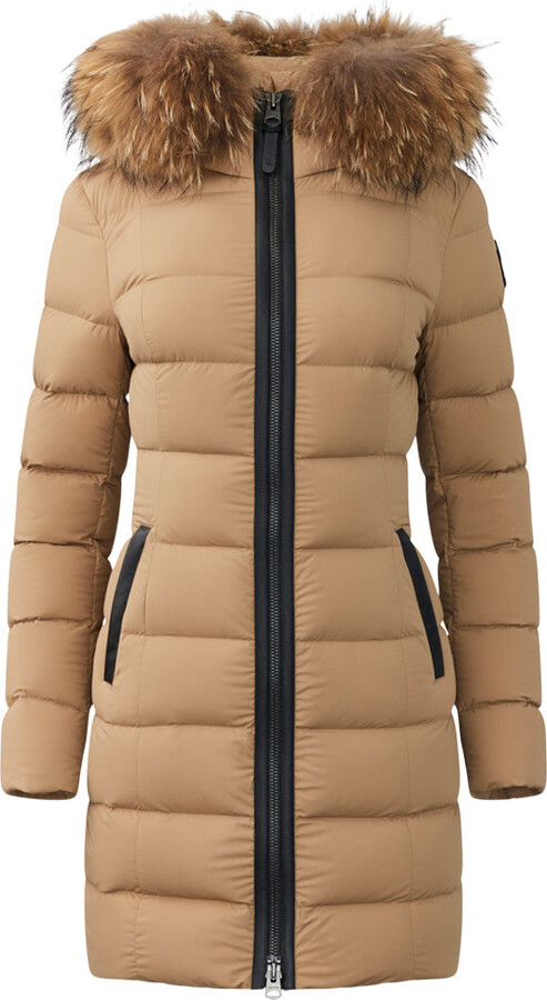 Mackage Calla Agile-360 Stretch Light Down Coat With Natural Fur Collar ...