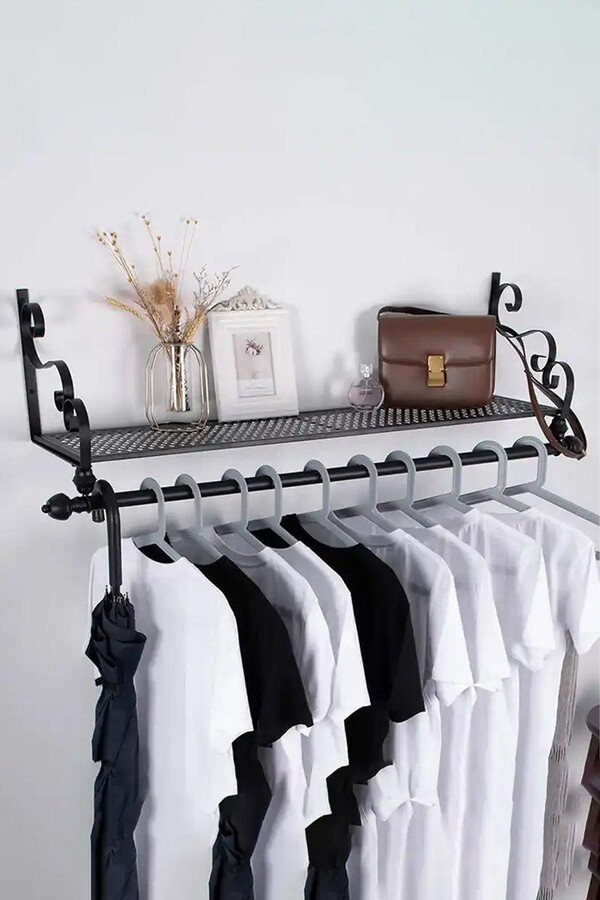Living and Home Wall Mounted Metal Clothes Shelf Garment Shop Display ...