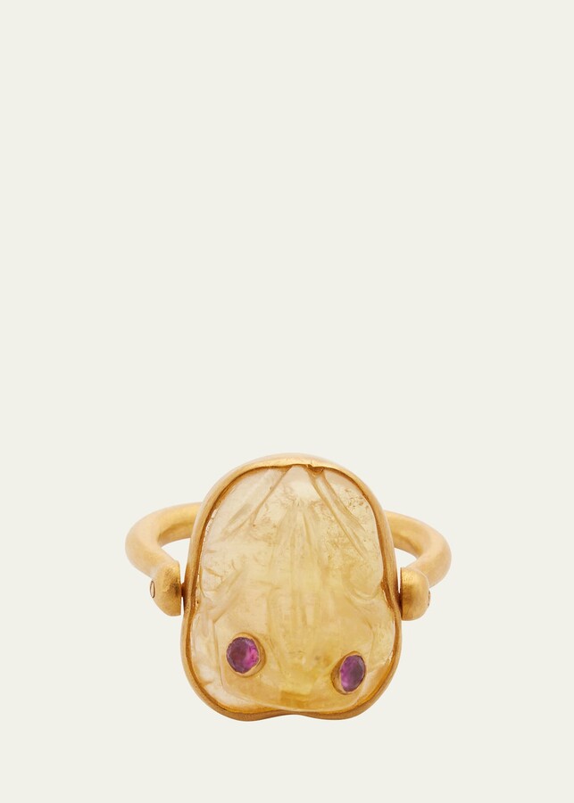 Munnu Gem Palace Citrine and Ruby Frog Ring - ShopStyle