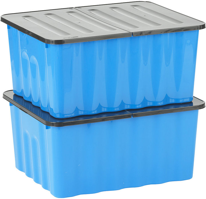 2 x 48 Litre Blue Plastic Storage Boxes. - ShopStyle