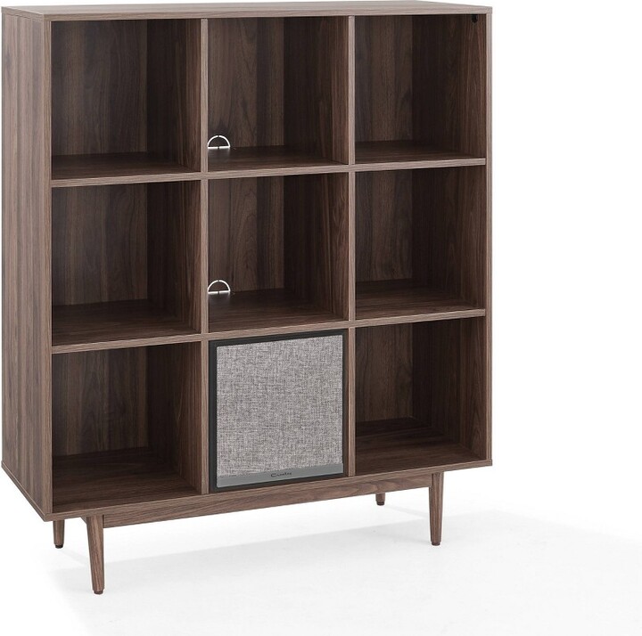 Crosley 49.5" Liam 9 Cube Record Storage Bookcase with Speaker Walnut ...