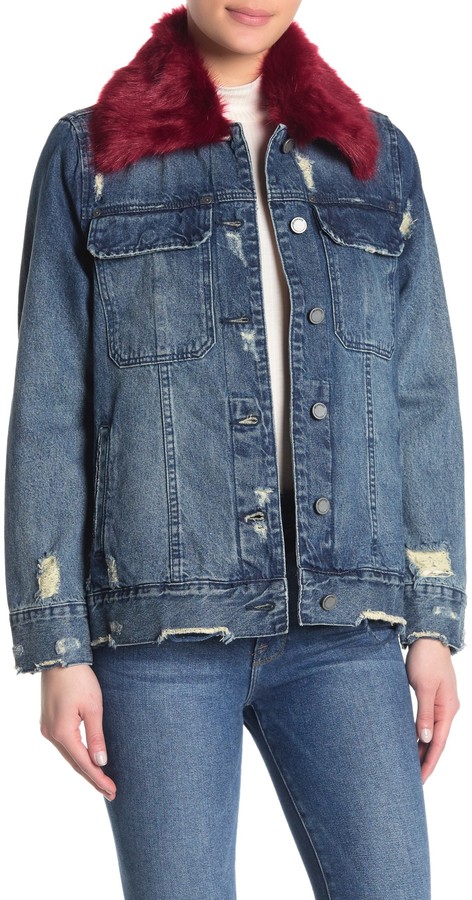 Blank NYC Faux Fur Collar Denim Jacket - ShopStyle