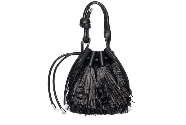 behno Ina Mini Crossbody Raffia Fringe Black - ShopStyle Shoulder Bags