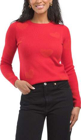 TJMAXX Crew Neck Chenille Hearts Sweater And Wristlet Set - ShopStyle