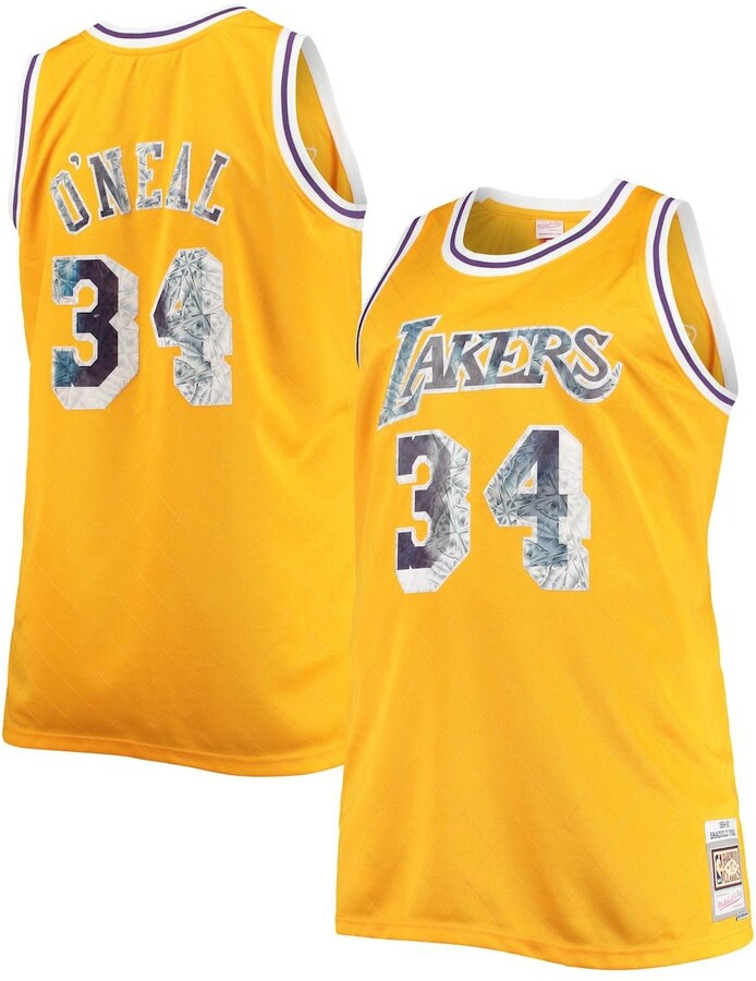 Mitchell & Ness Men's Shaquille O'Neal Gold Los Angeles Lakers Big and ...