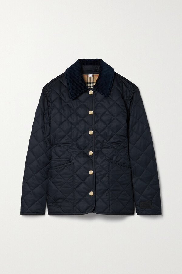 Burberry Corduroy-trimmed Quilted Shell Jacket - Blue - ShopStyle