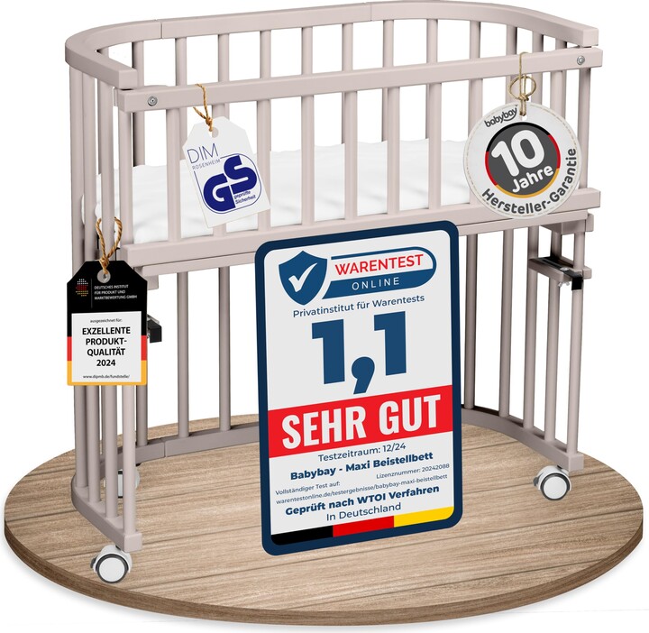 babybay Maxi Extra Large Side Bed Made of Solid Beech Wood/Cot Bed ...