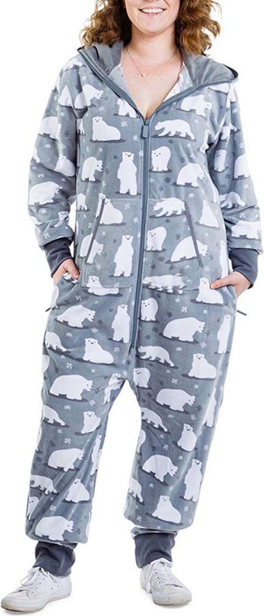 Generic Autumn Womens Onesies Footed Pajamas Zip Front Sleepsuit with ...